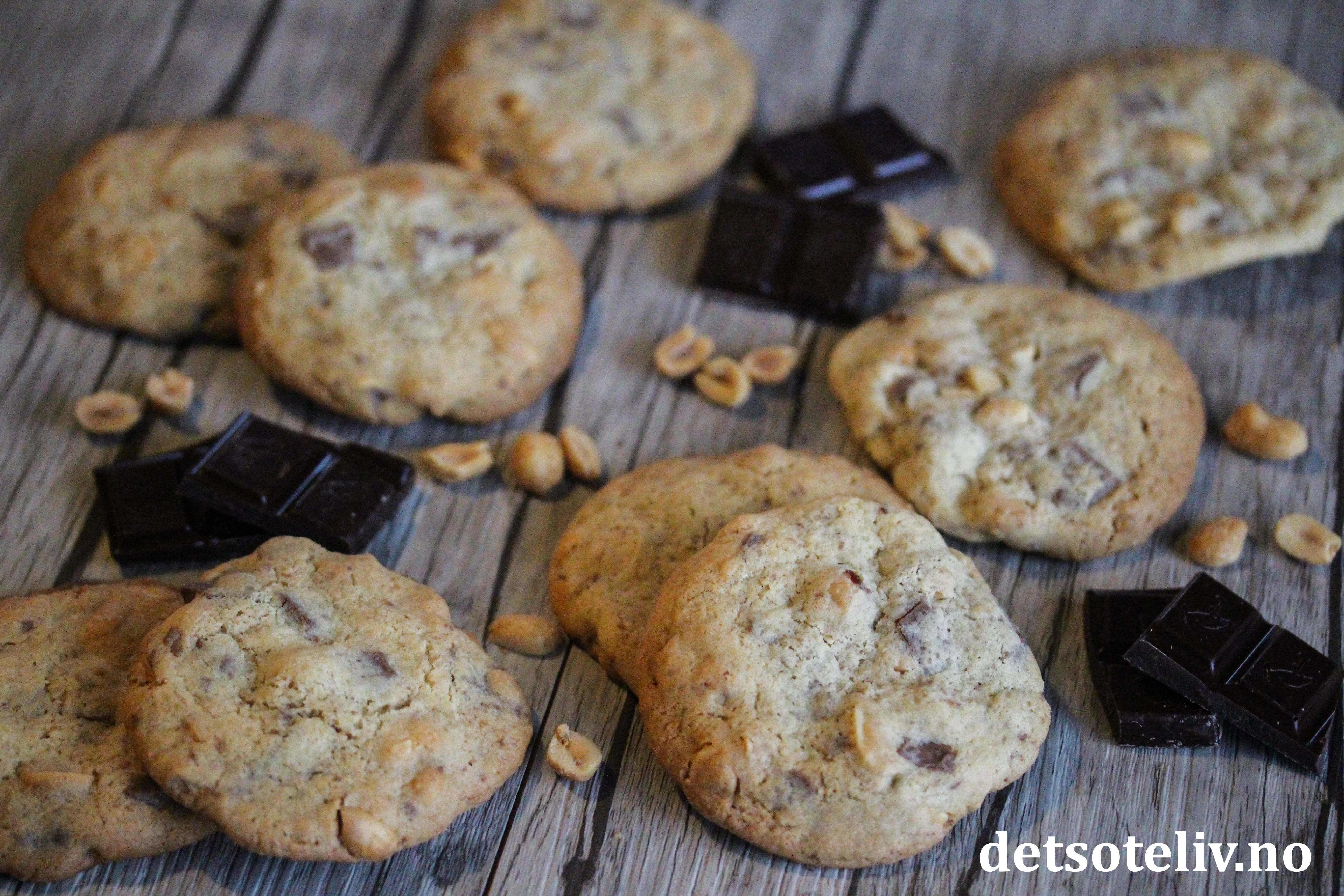 Cookies med sjokolade og peanøtter | Det søte liv